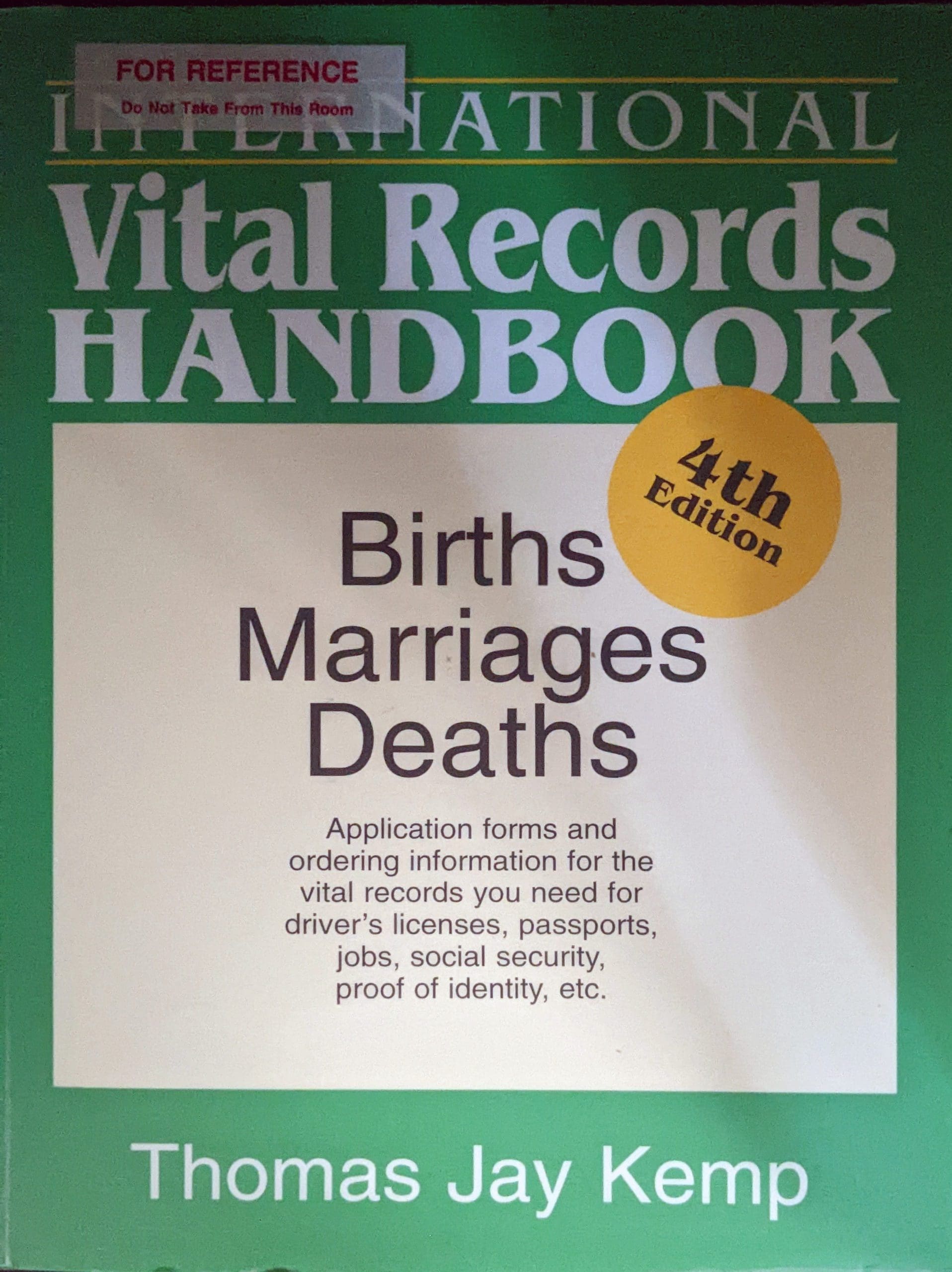 771. International Vital Records Handbook. Births, Marriages, Deaths ...